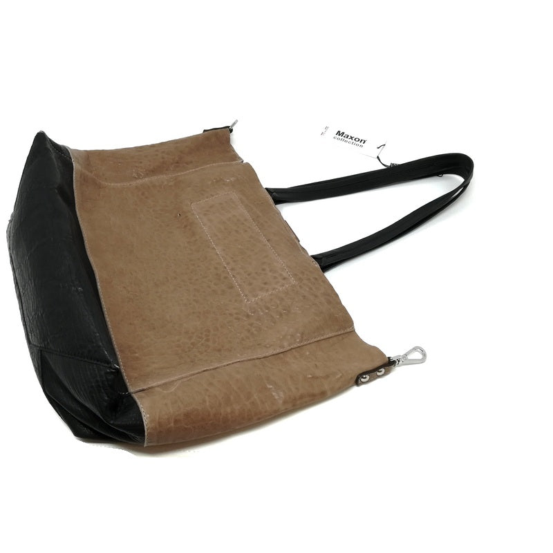 Maxon Collections Italian Nappa Texas Tote // Tan-Black – pertuttistore