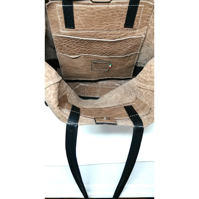 Maxon Collections Italian Nappa Texas Tote // Tan-Black – pertuttistore